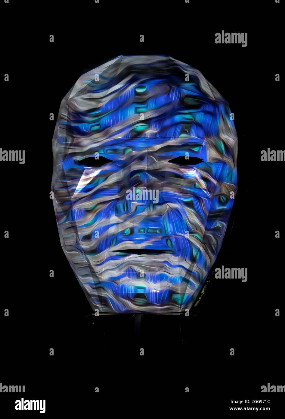 Abstract person face. Human head isolated on black background. Negative ...