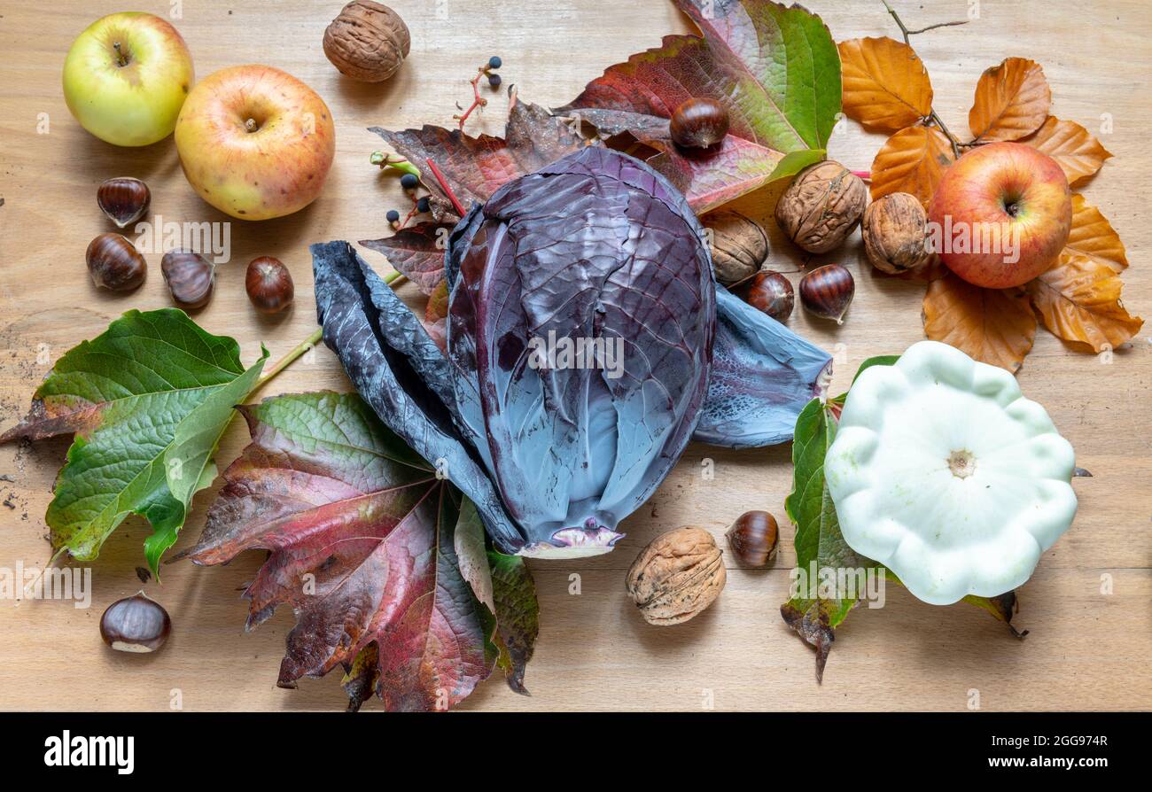 Autumn theme: vegetables and fall colors Stock Photo - Alamy