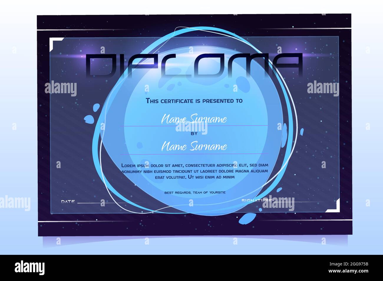 Diploma template for children in kindergarten or elementary school with ...