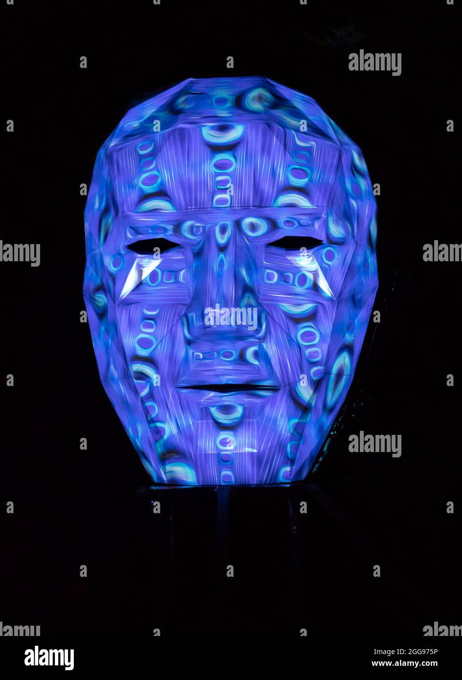 Abstract person face. Human head isolated on black background. Negative ...
