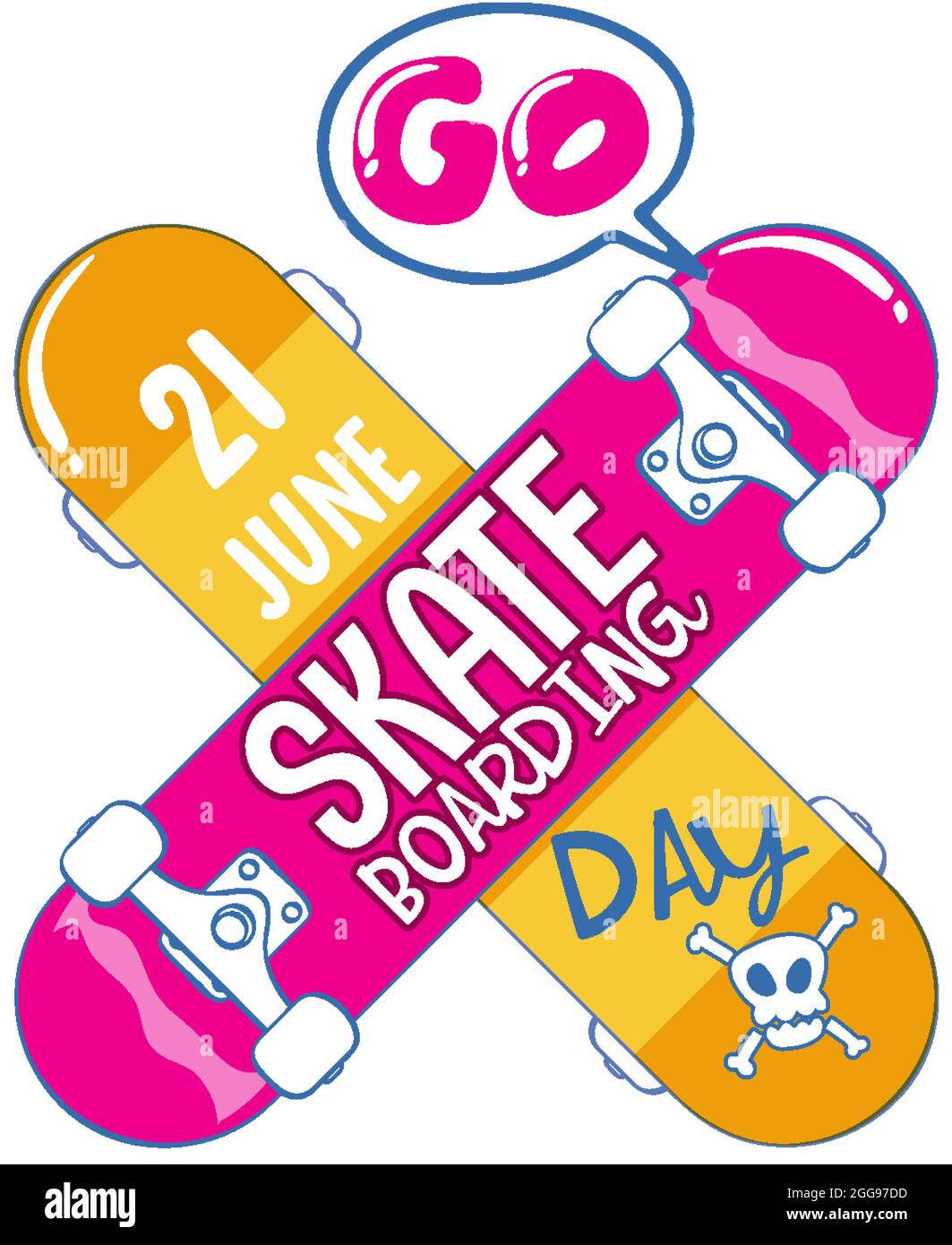 Go Skateboarding Day font on skateboard banner isolated illustration ...