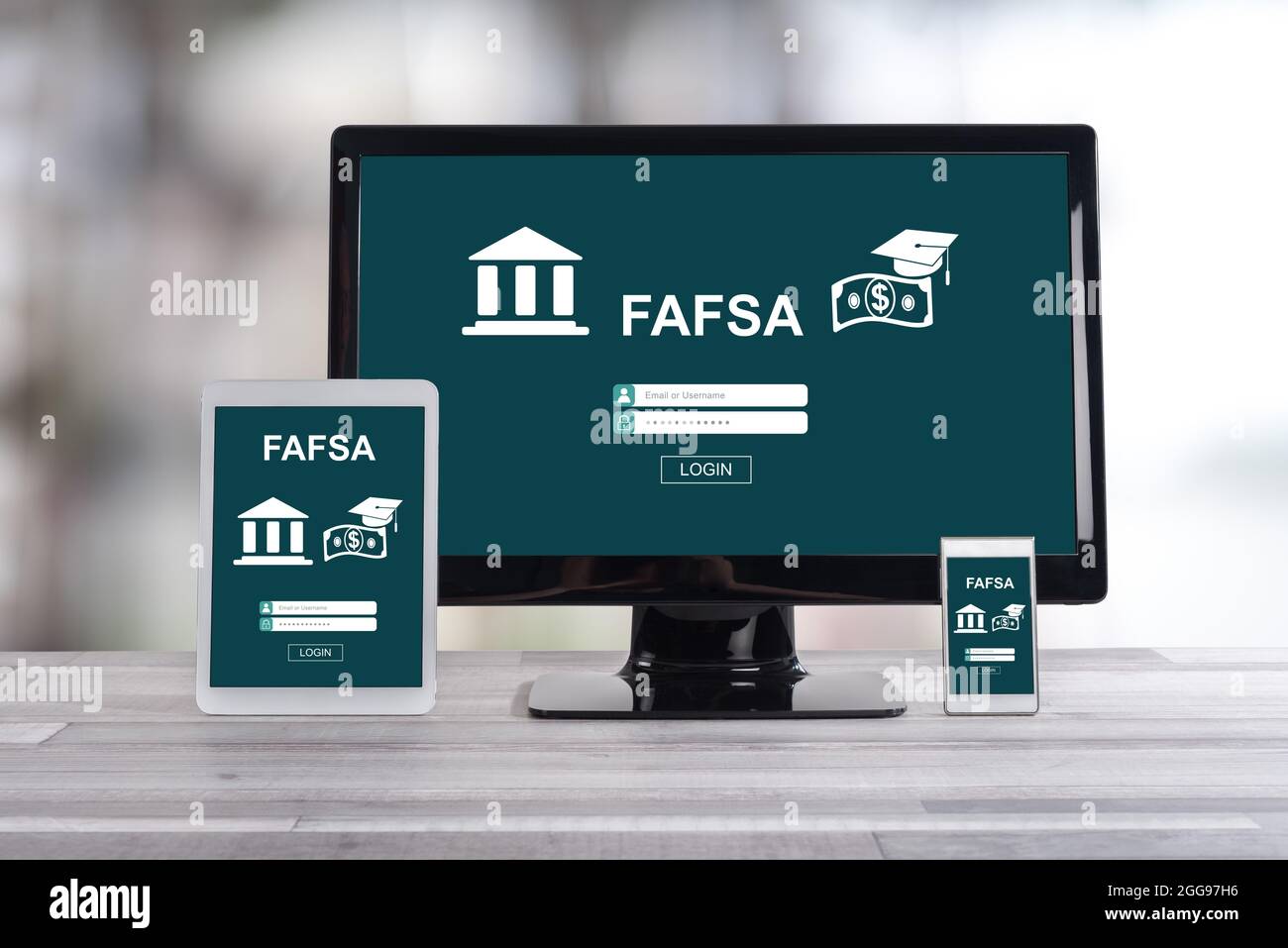 Fafsa concept shown on different information technology devices Stock ...