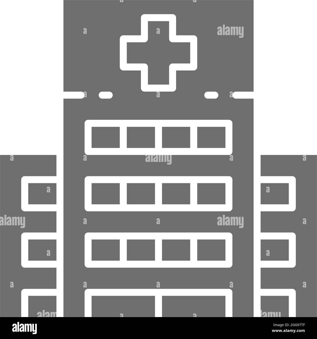 Hospital, clinic, medical building grey icon. Isolated on white ...