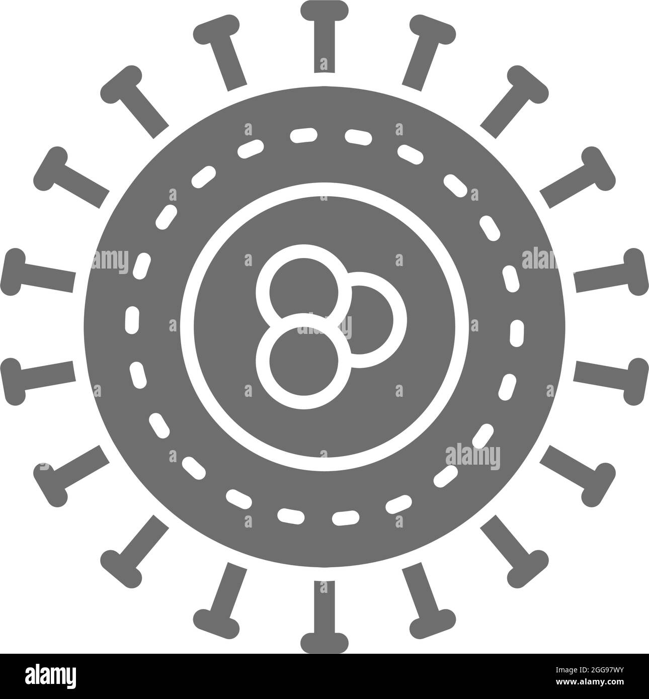 Bacteria, virus, microbes, unicellular grey icon. Isolated on white ...