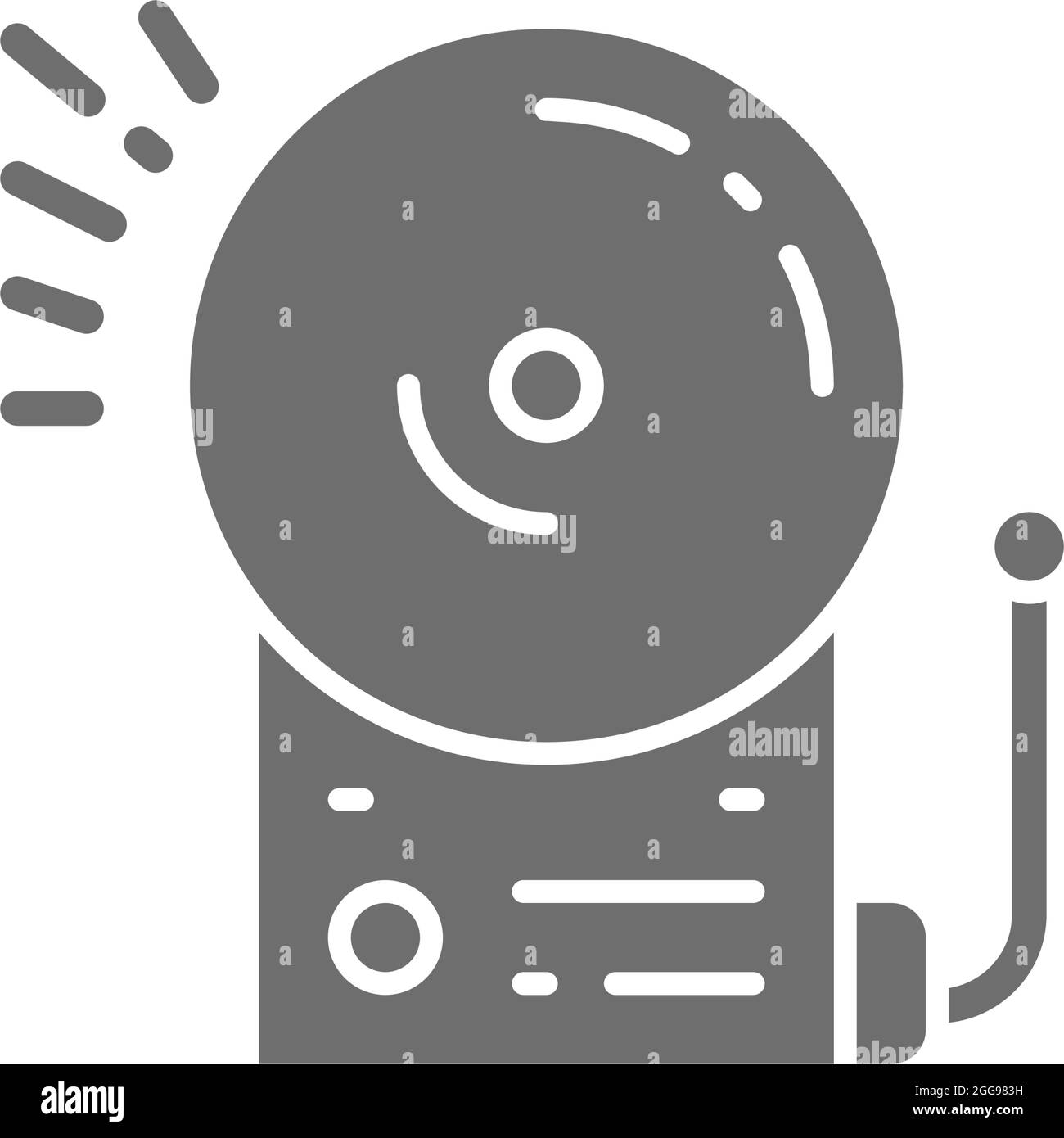 Fire alarm, school bell grey icon. Isolated on white background Stock ...