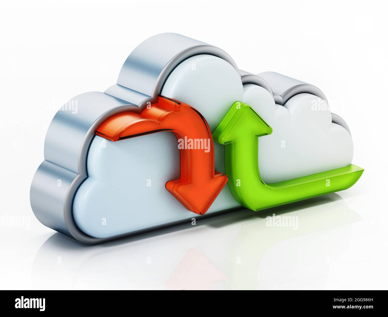Uploading and downloading arrows and cloud shape. 3D illustration Stock ...