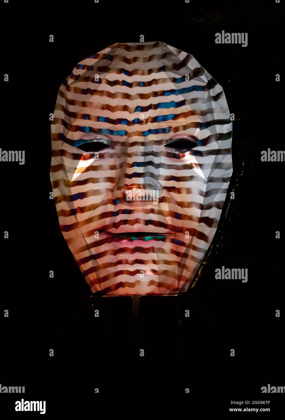 Abstract person face. Human head isolated on black background. Negative ...
