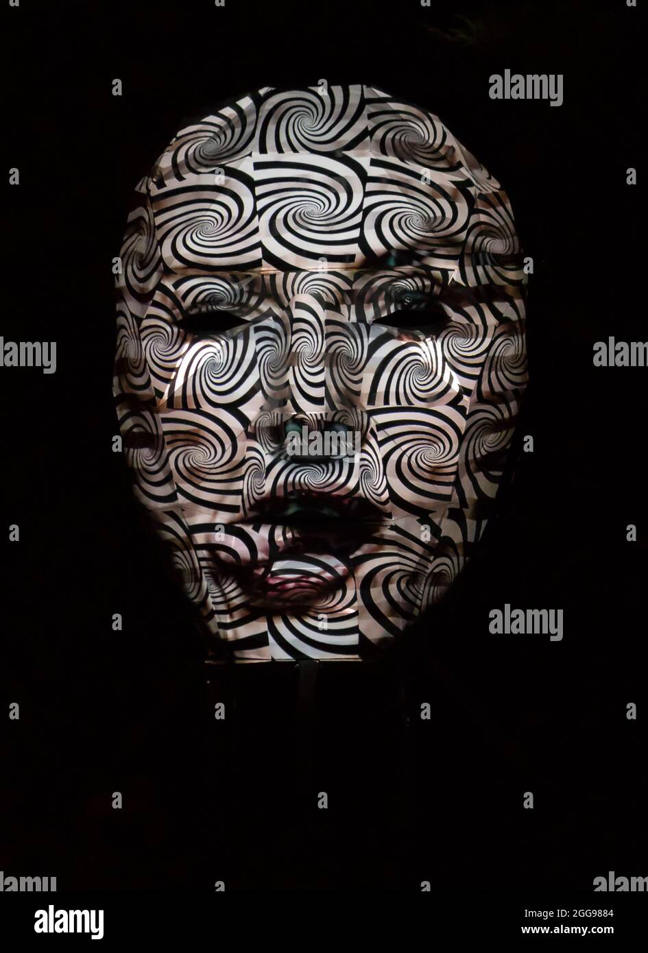 Abstract person face. Human head isolated on black background. Negative ...