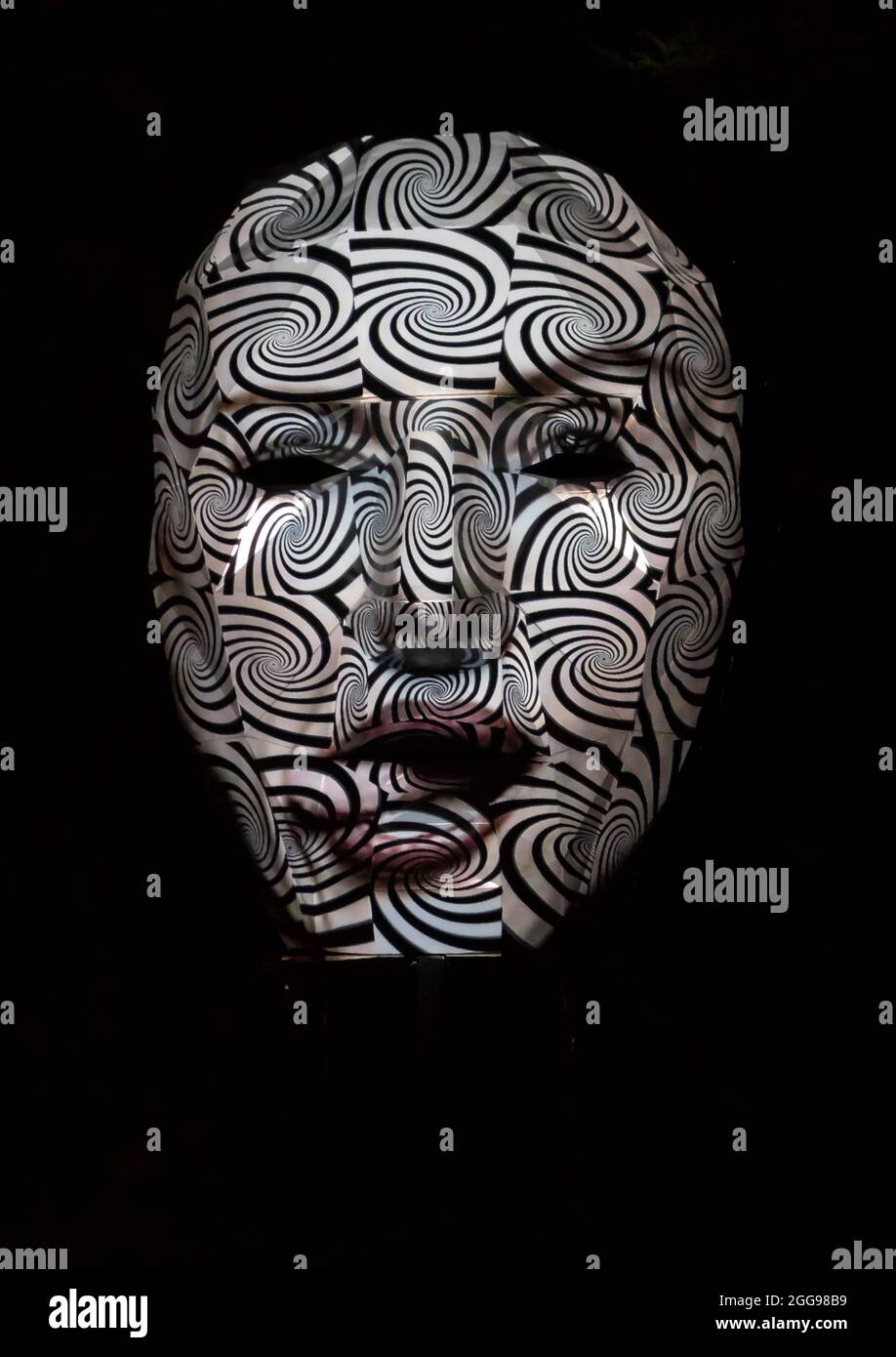 Abstract person face. Human head isolated on black background. Negative ...