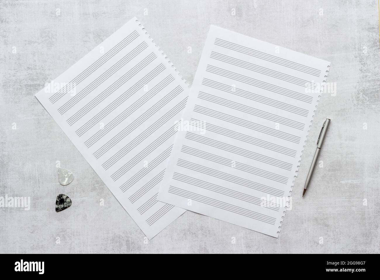 Music sheets for writing notes. Compose music concept Stock Photo - Alamy