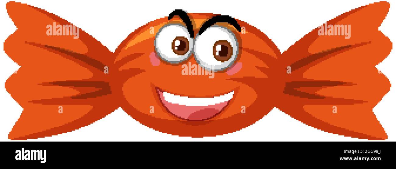 Wrapped candy with face expression on white background illustration ...