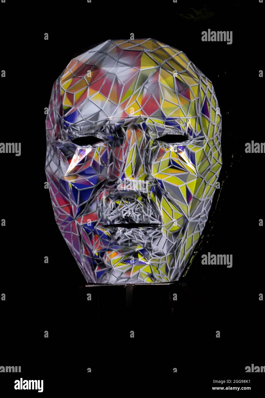 Abstract person face. Human head isolated on black background. Negative ...