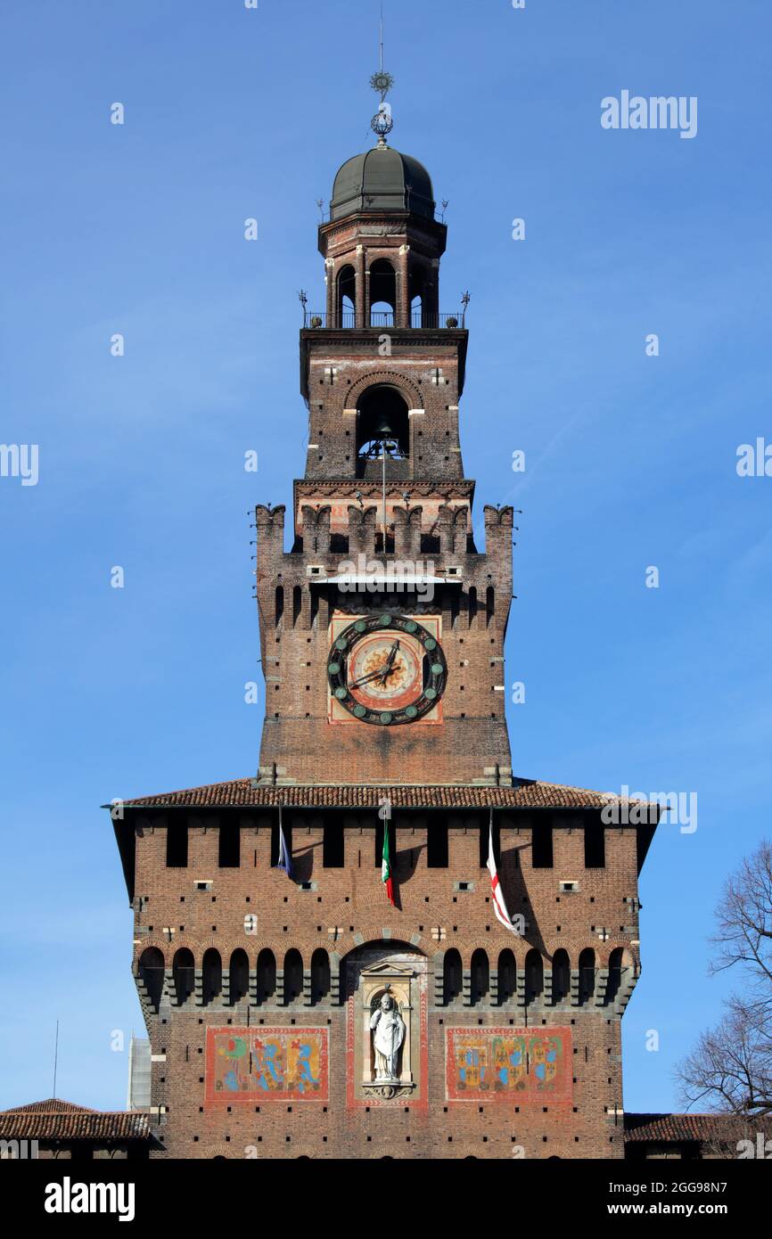 The Filarete tower of the Sforza Castle, Milan, Italy Stock Photo - Alamy