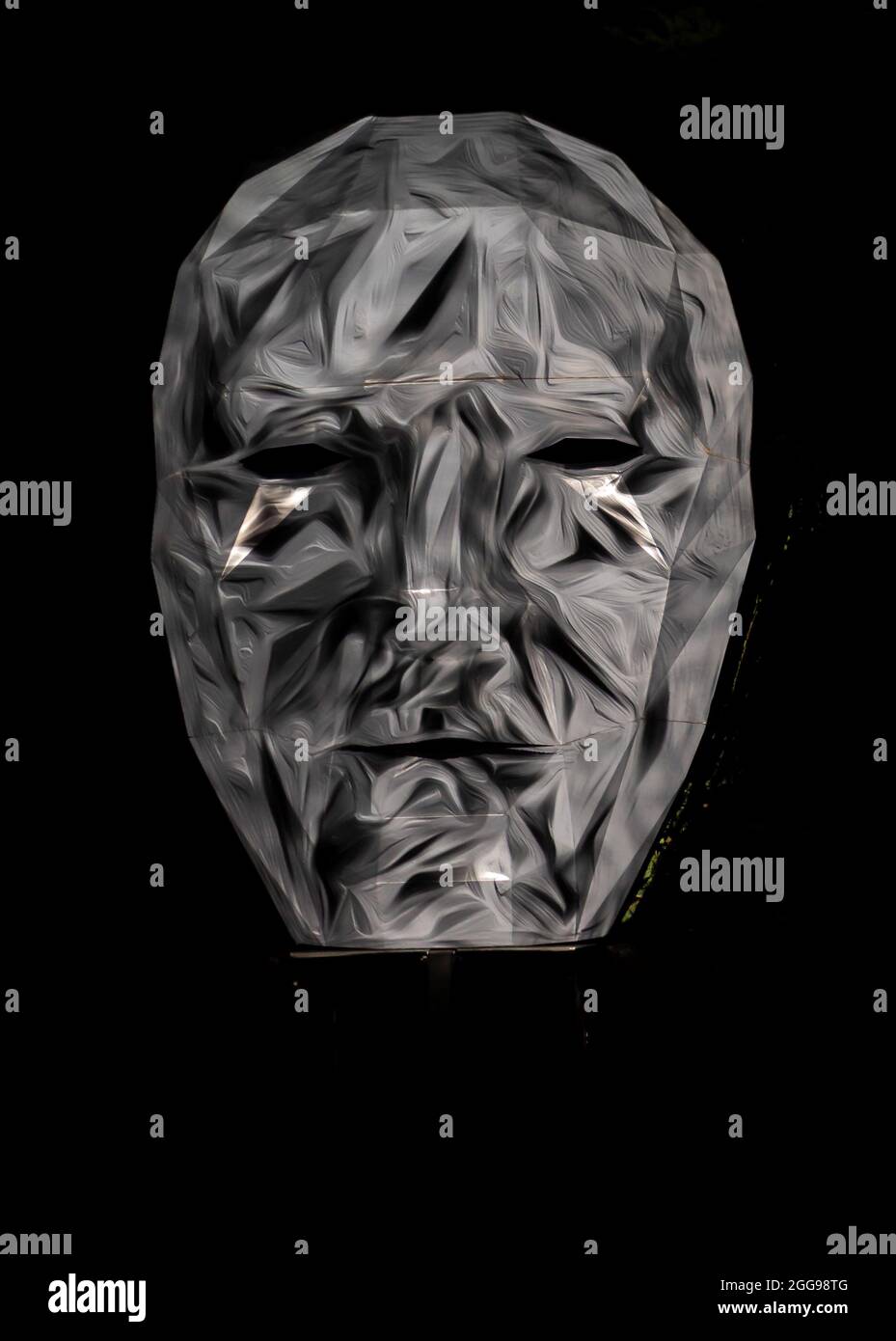 Abstract person face. Human head isolated on black background. Negative ...