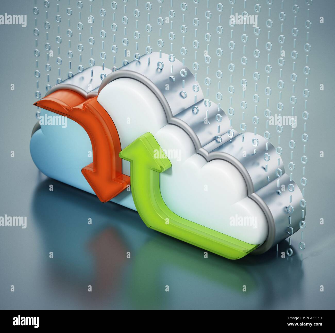 Uploading and downloading arrows and cloud shape. 3D illustration Stock Photo - Alamy