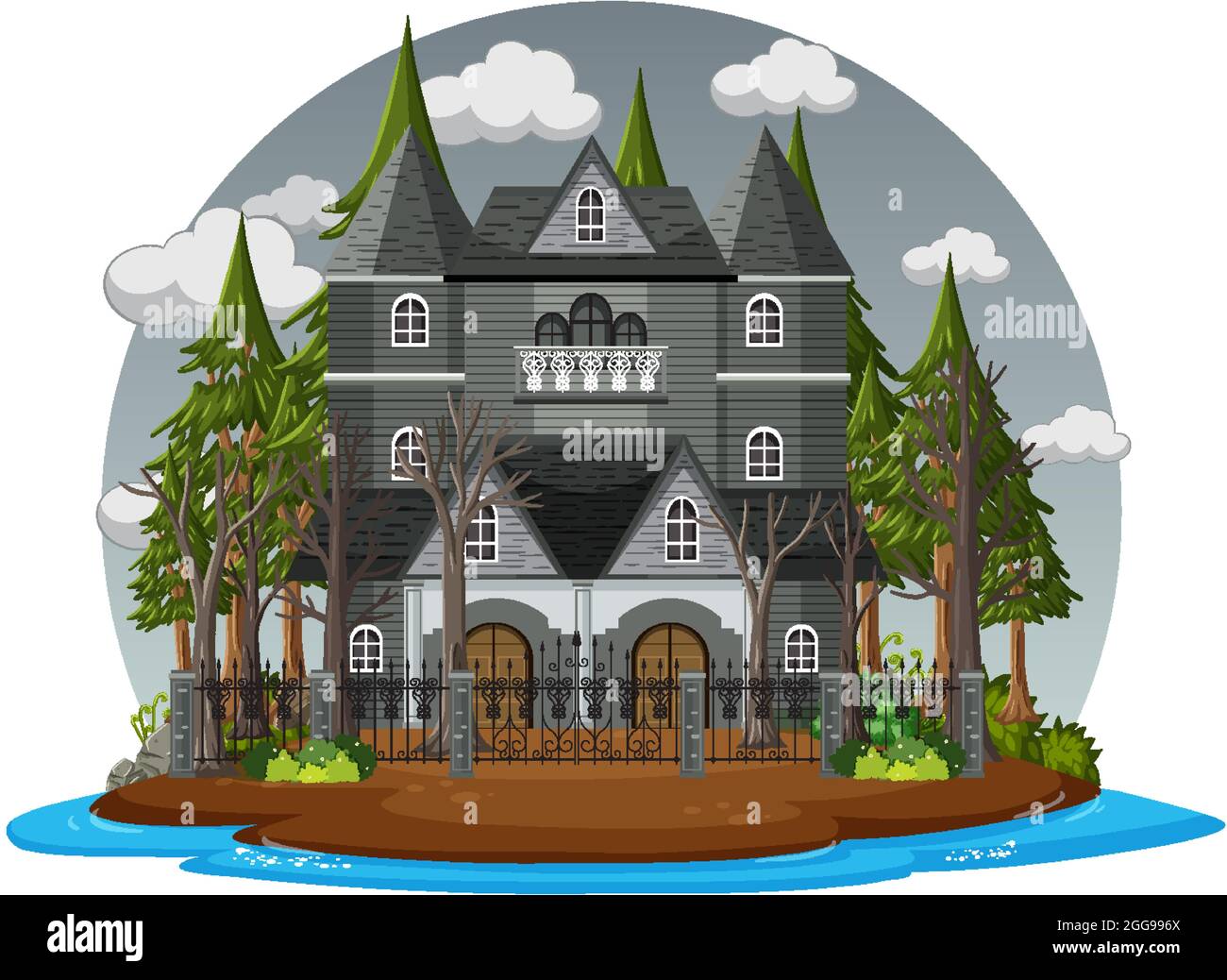 Spooky haunted house facade Stock Vector Images - Alamy