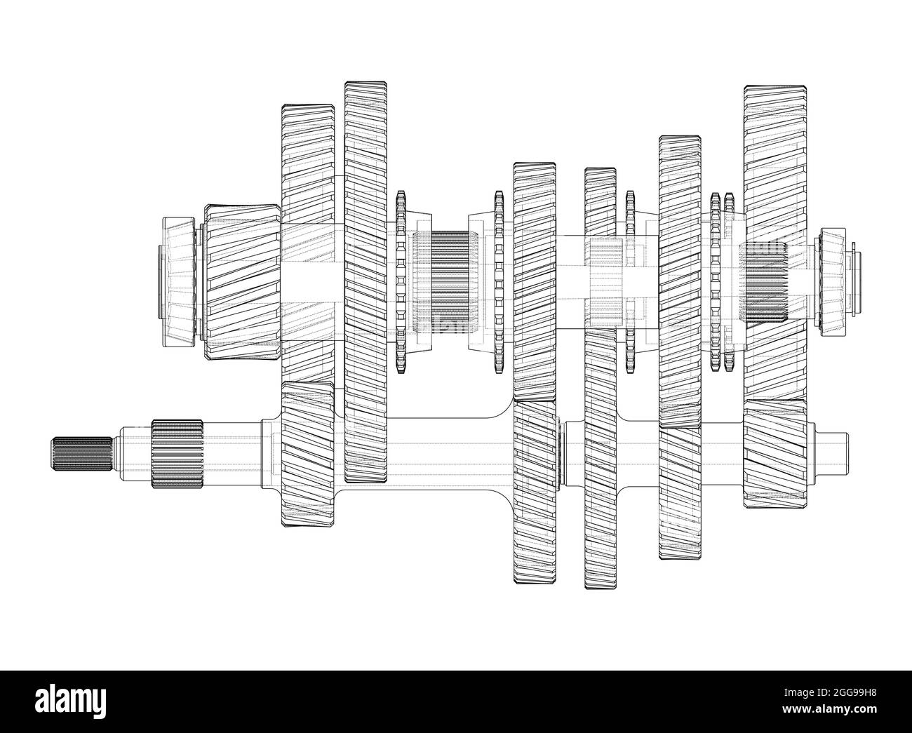 Gearbox sketch. Vector rendering of 3d Stock Vector Image & Art - Alamy