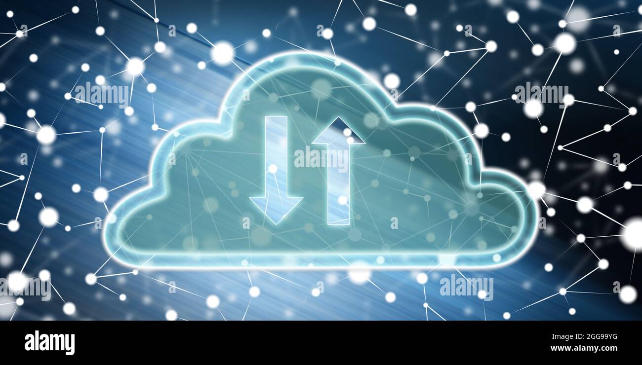 Illustration of a cloud networking concept Stock Photo - Alamy