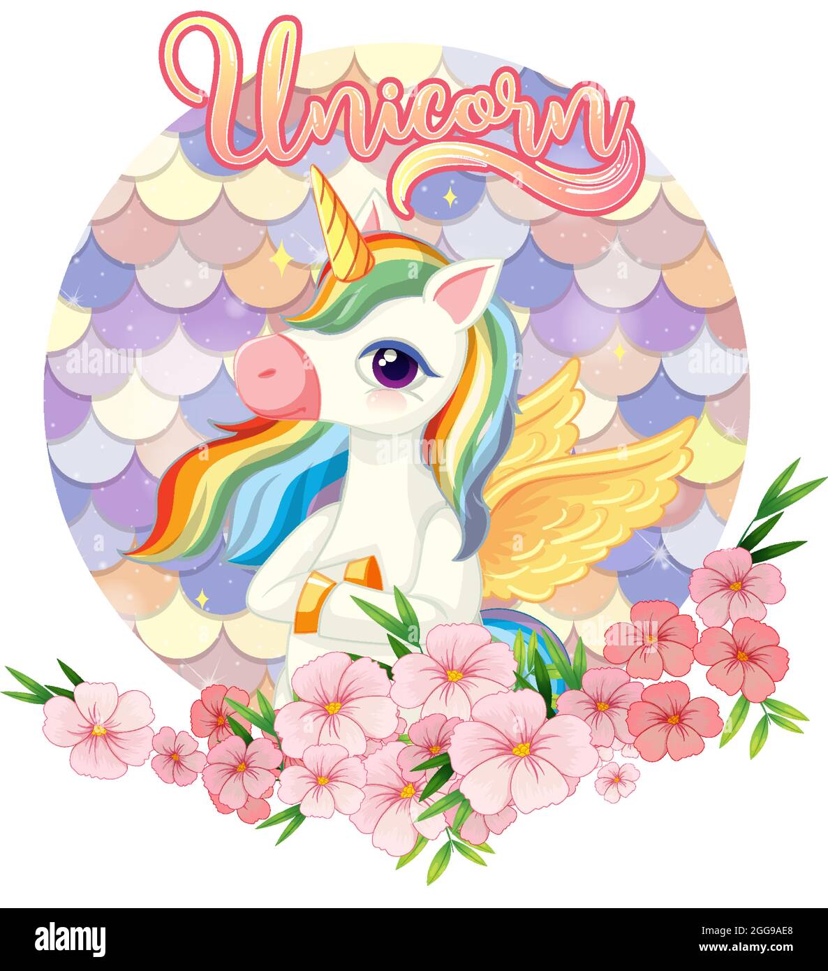 Pegasus cartoon character on pastel scales background isolated ...