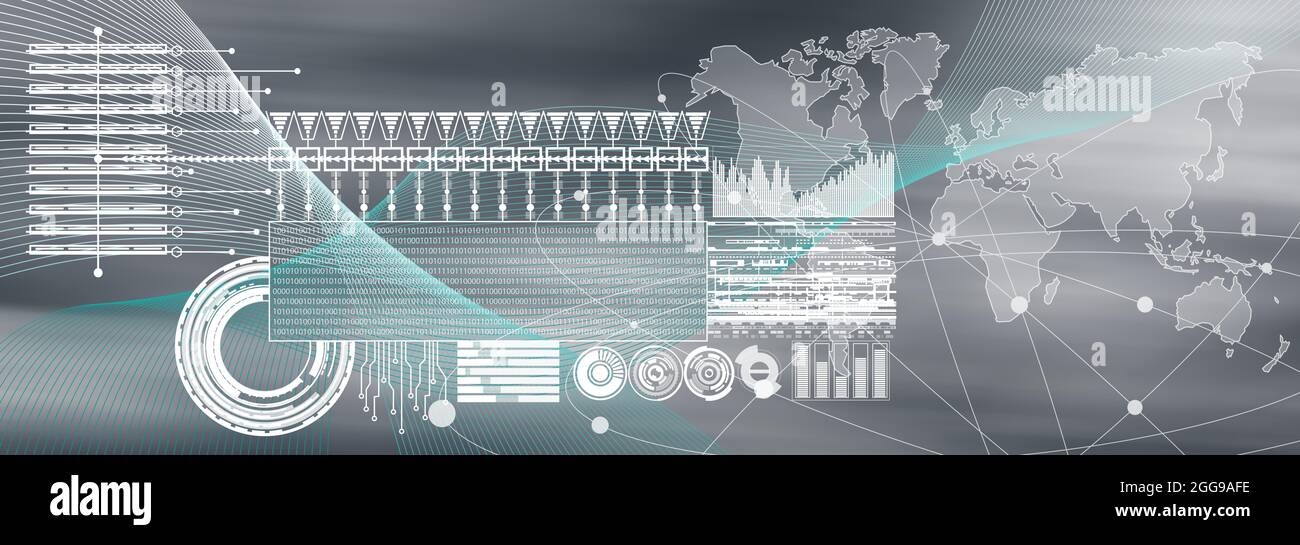 Illustration of a global business digital interface concept Stock Photo ...