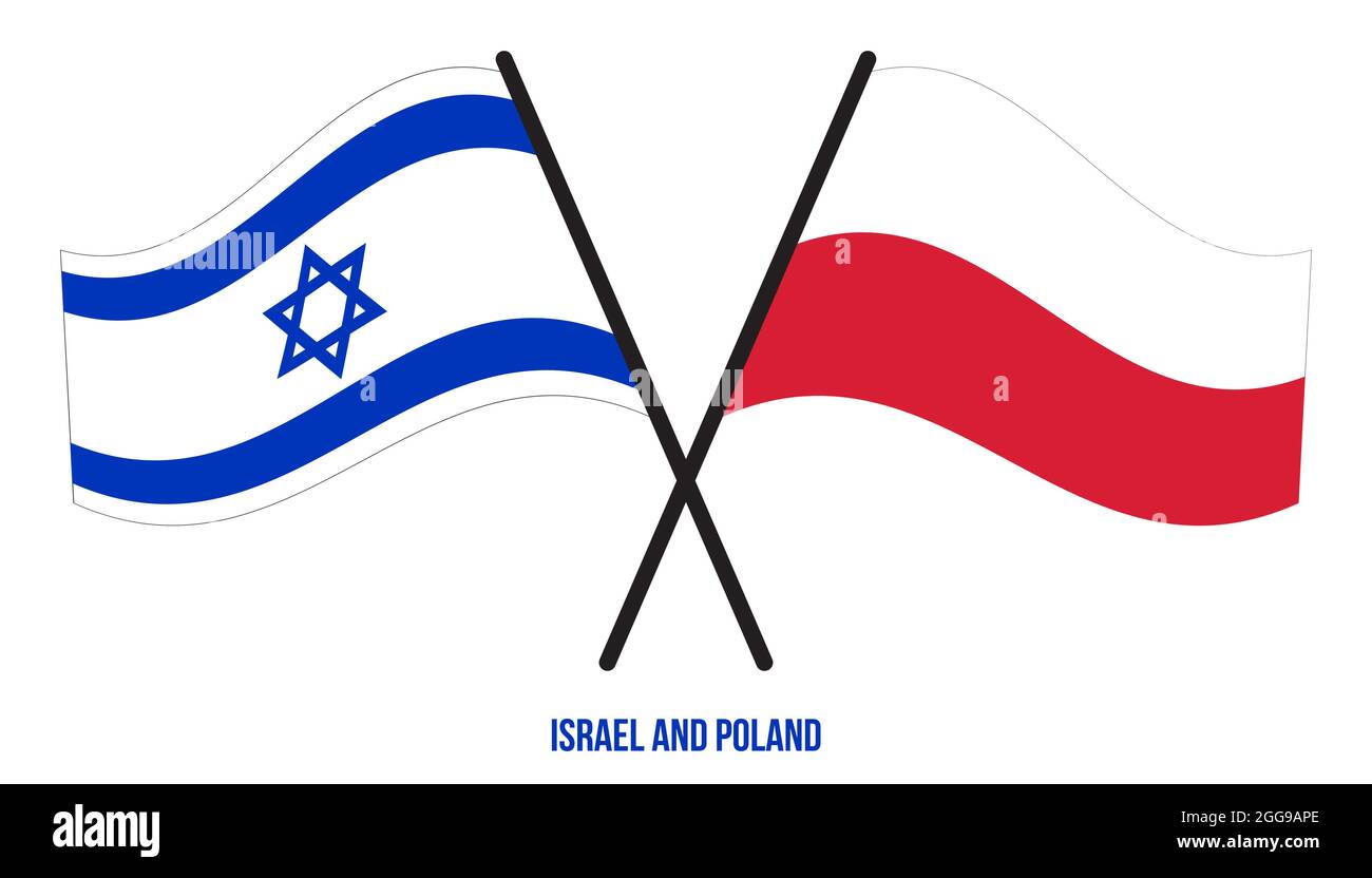 Israel and Poland Flags Crossed And Waving Flat Style. Official ...