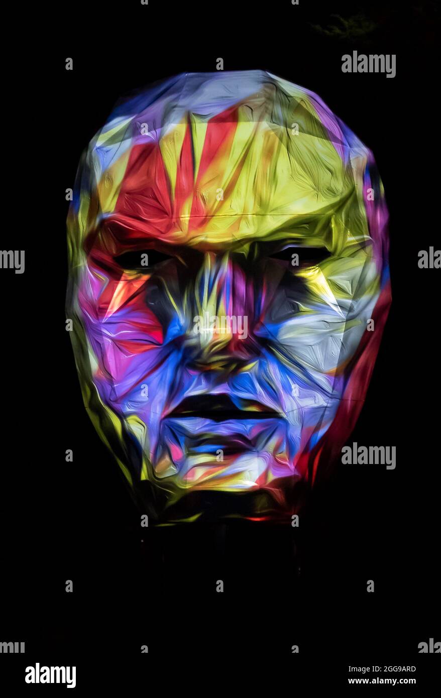 Abstract person face. Human head isolated on black background. Negative ...