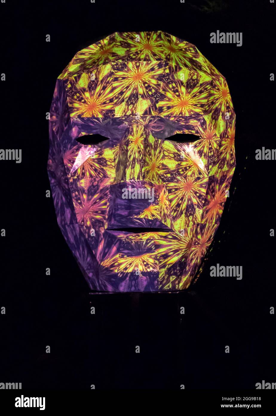 Abstract person face. Human head isolated on black background. Negative ...