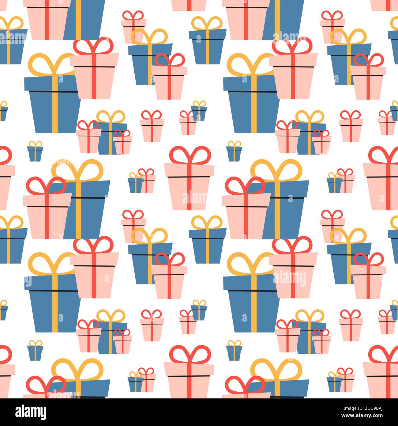 Cartoon holiday boxes with bows. seamless pattern. Vector Illustration ...