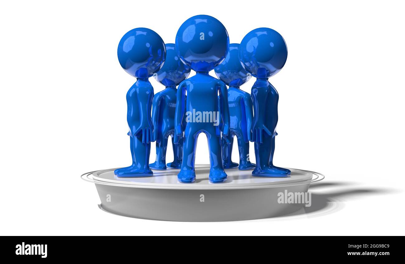 Blue cartoon characters, teamwork concept - 3D illustration Stock Photo ...