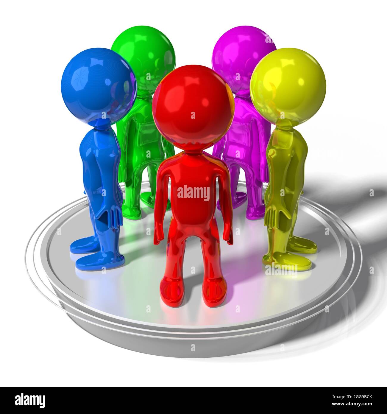 Colorful cartoon characters, teamwork concept - 3D illustration Stock ...