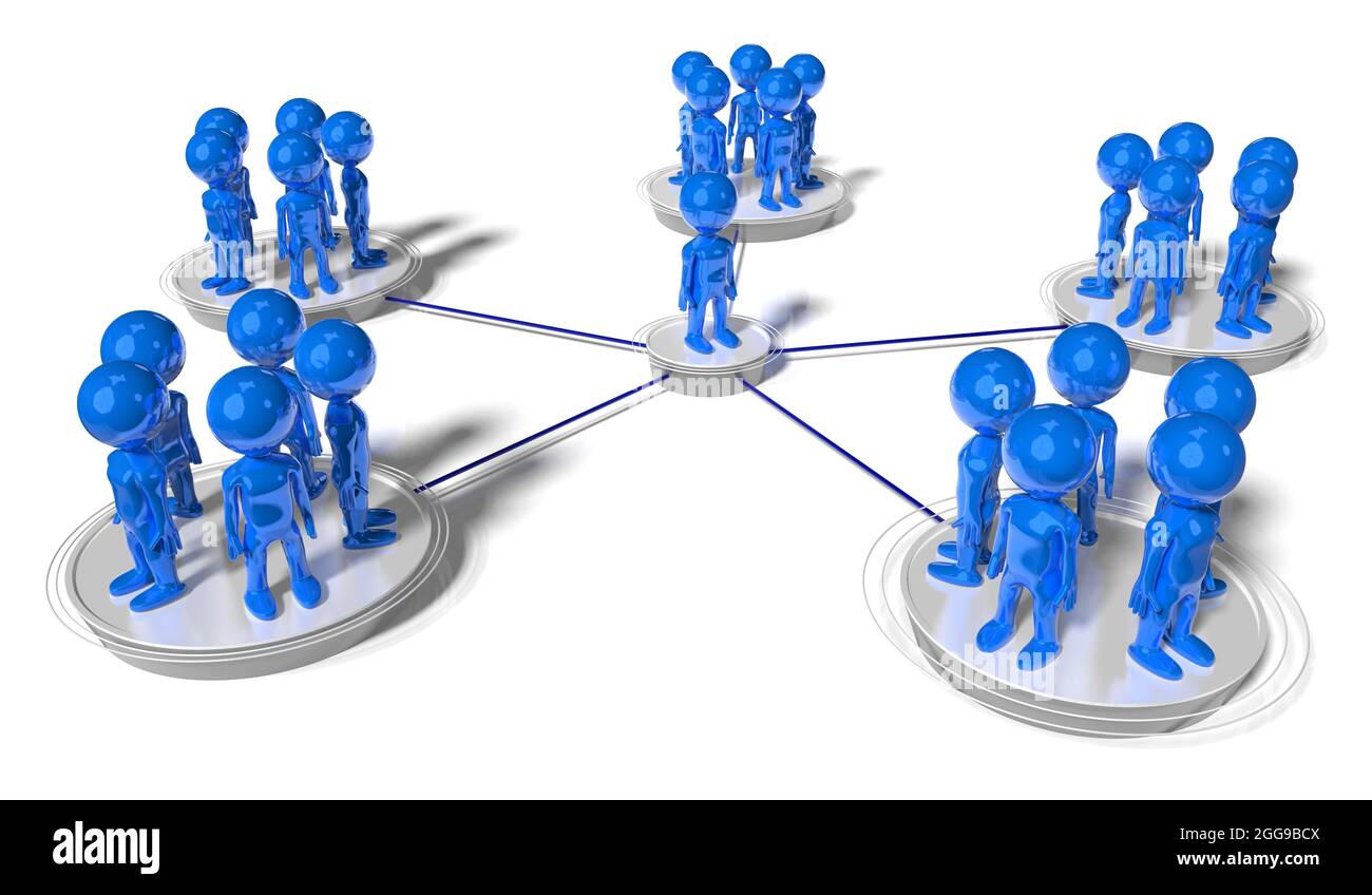 Group of cartoon characters - social networking concept - 3D ...