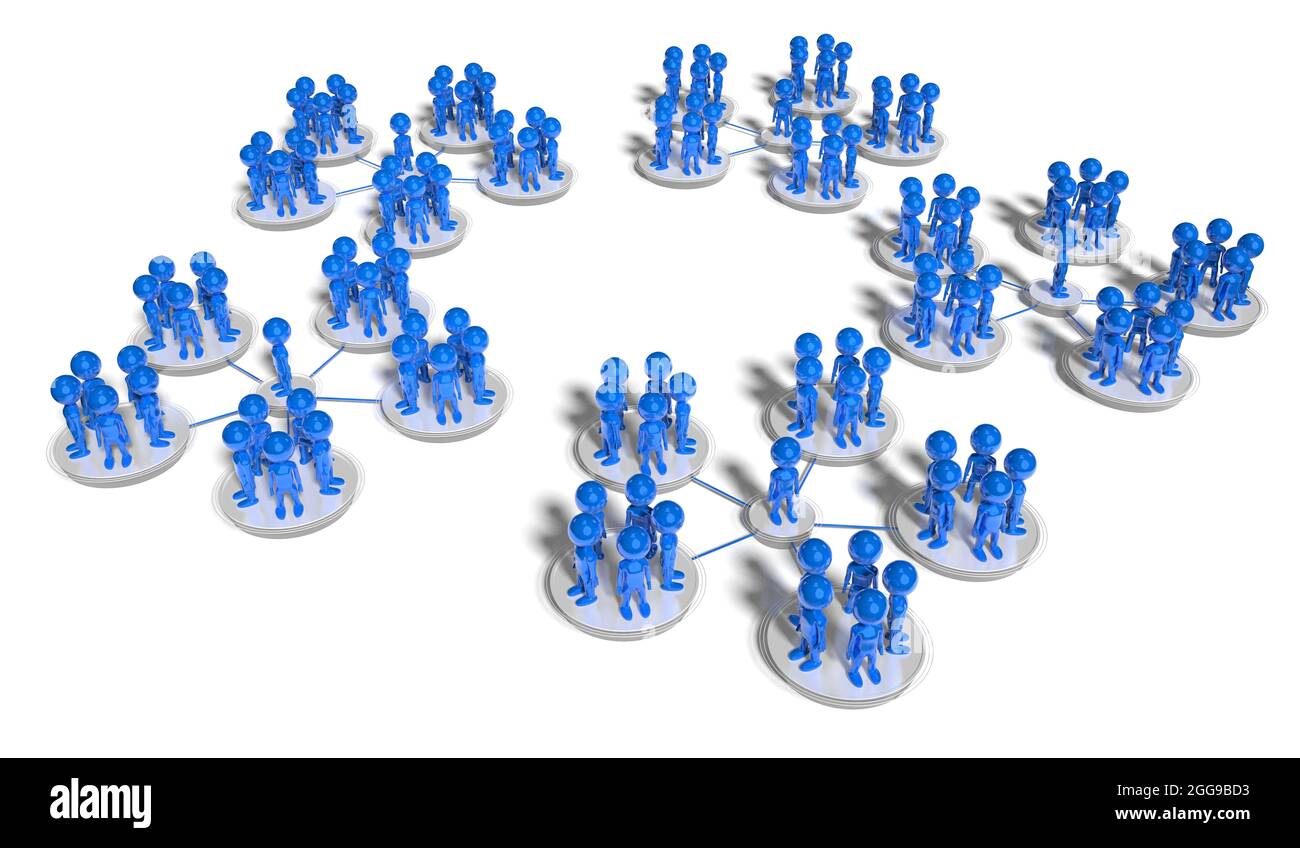 Group of cartoon characters - social networking concept - 3D ...