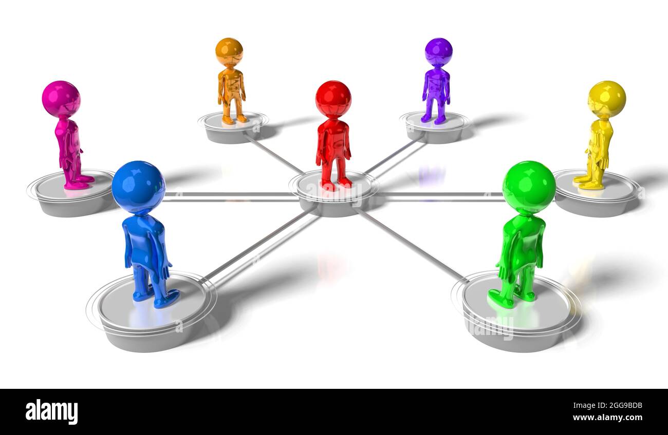 Group of cartoon characters - social networking concept - 3D ...