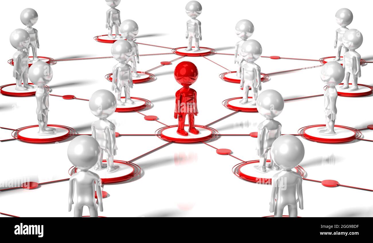 Group of cartoon characters - social networking concept - 3D ...