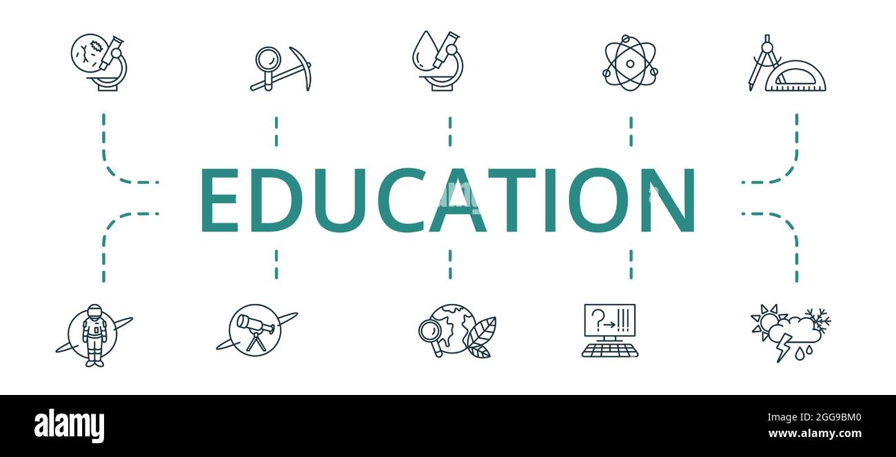 Education icon set. Contains editable icons theme such as archeology ...