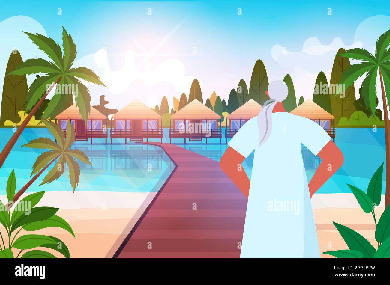 senior woman relaxing on tropical beach aged lady having summer ...