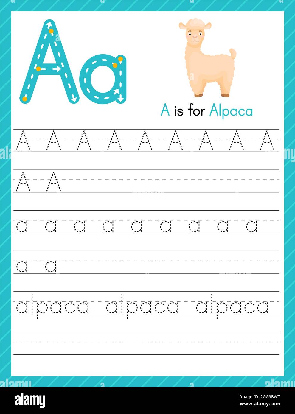 Trace letter A uppercase and lowercase. Alphabet tracing practice ...