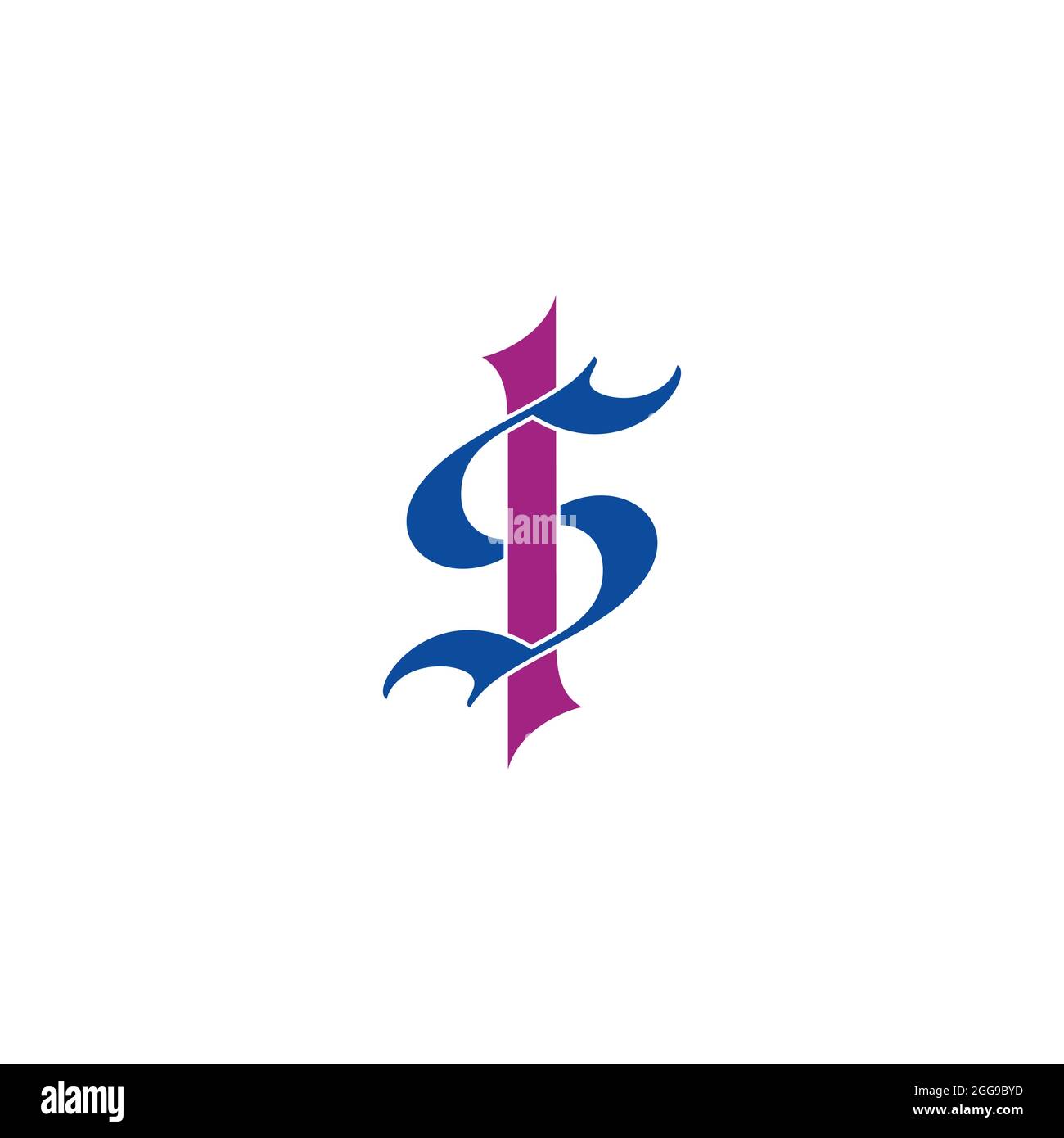 letter si simple curve linked colorful logo vector Stock Vector Image ...