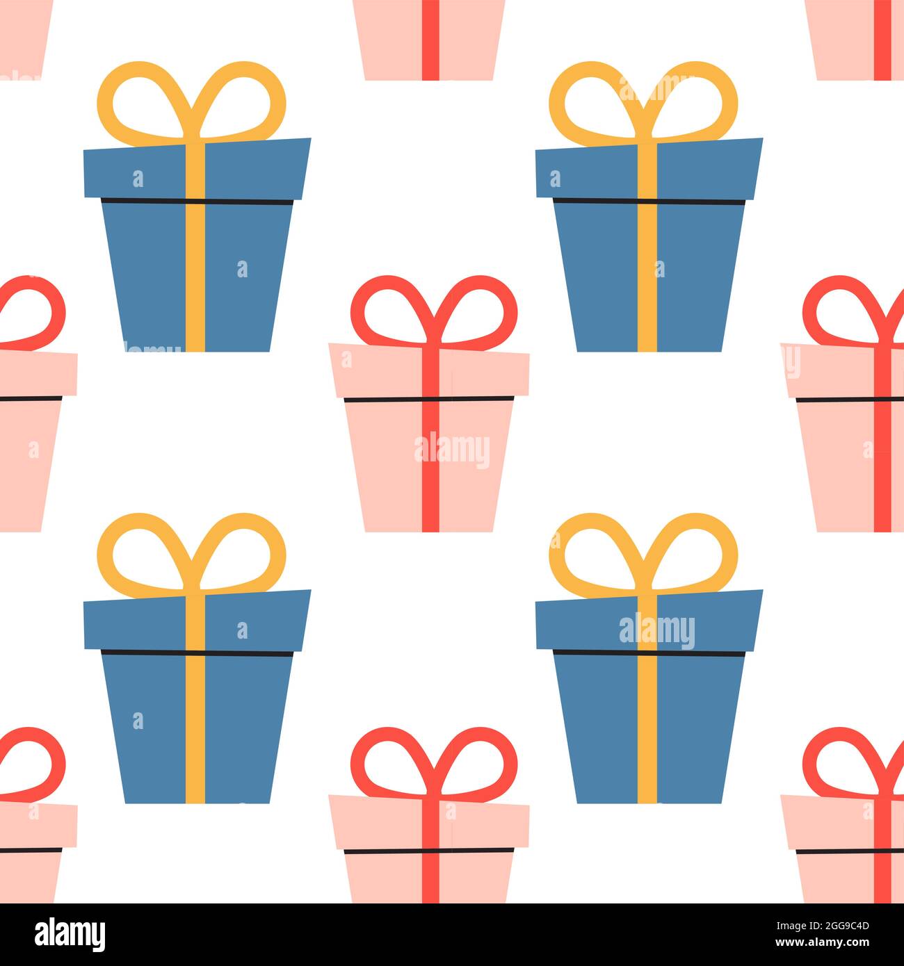 Cartoon holiday boxes with bows. seamless pattern. Vector Illustration ...