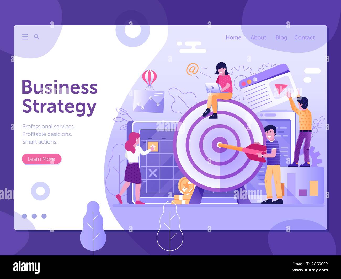 Business Marketing Strategy Web Banner in Flat Stock Vector Image & Art ...