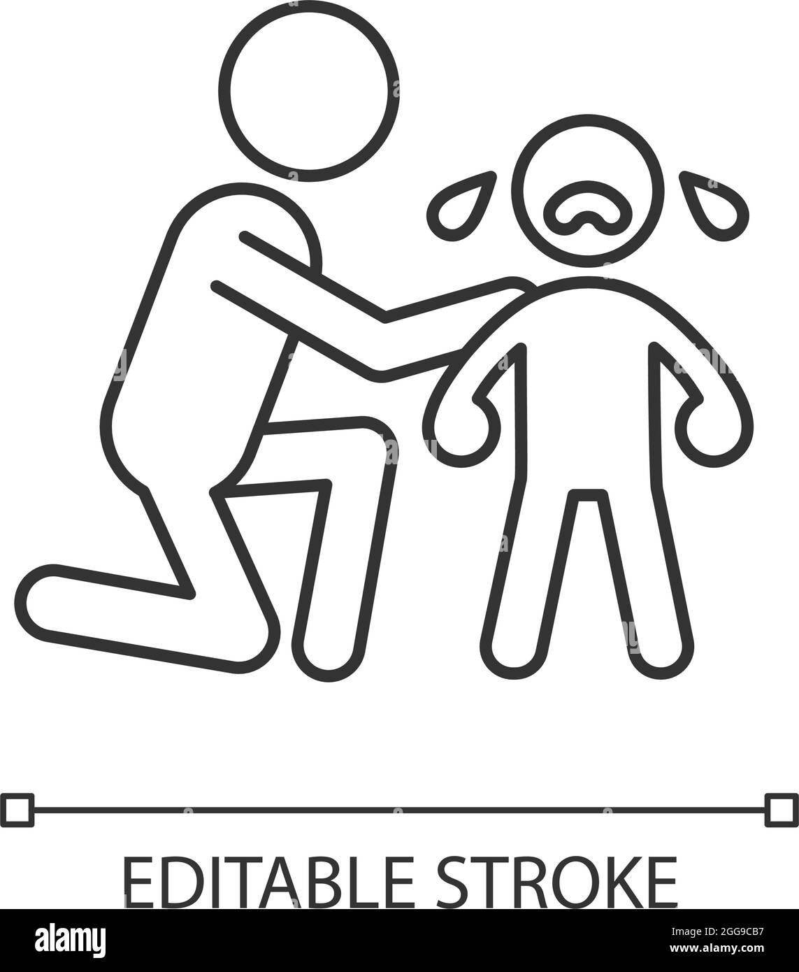 Comforting crying child linear icon Stock Vector Image & Art - Alamy