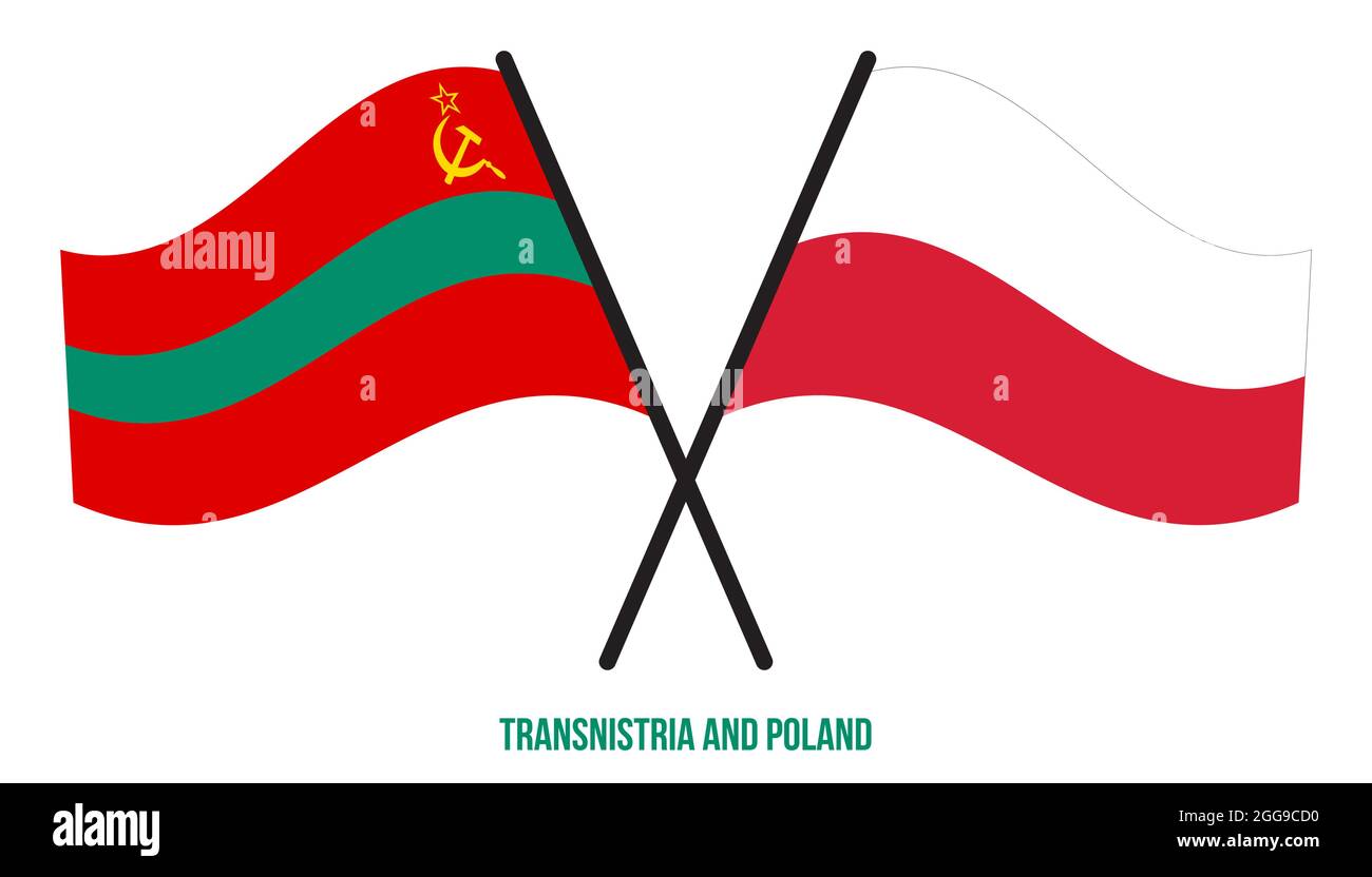 Transnistria and Poland Flags Crossed And Waving Flat Style. Official ...