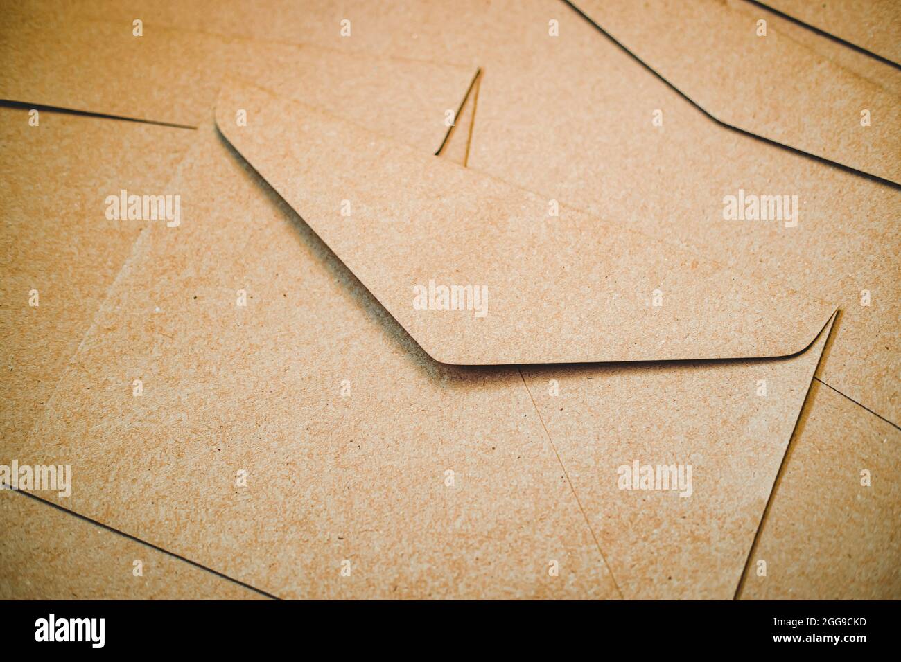 Brown paper envelope. Close-up of Craft envelope. Flat lay minimalism ...