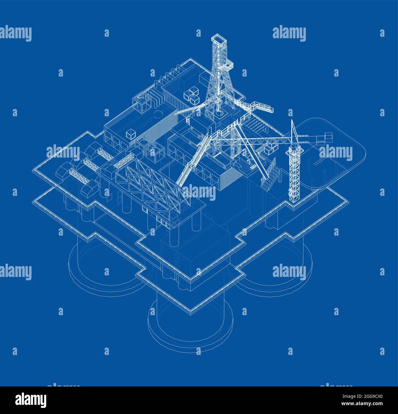 Offshore Oil Rig. Vector rendering of 3d Stock Vector Image & Art - Alamy