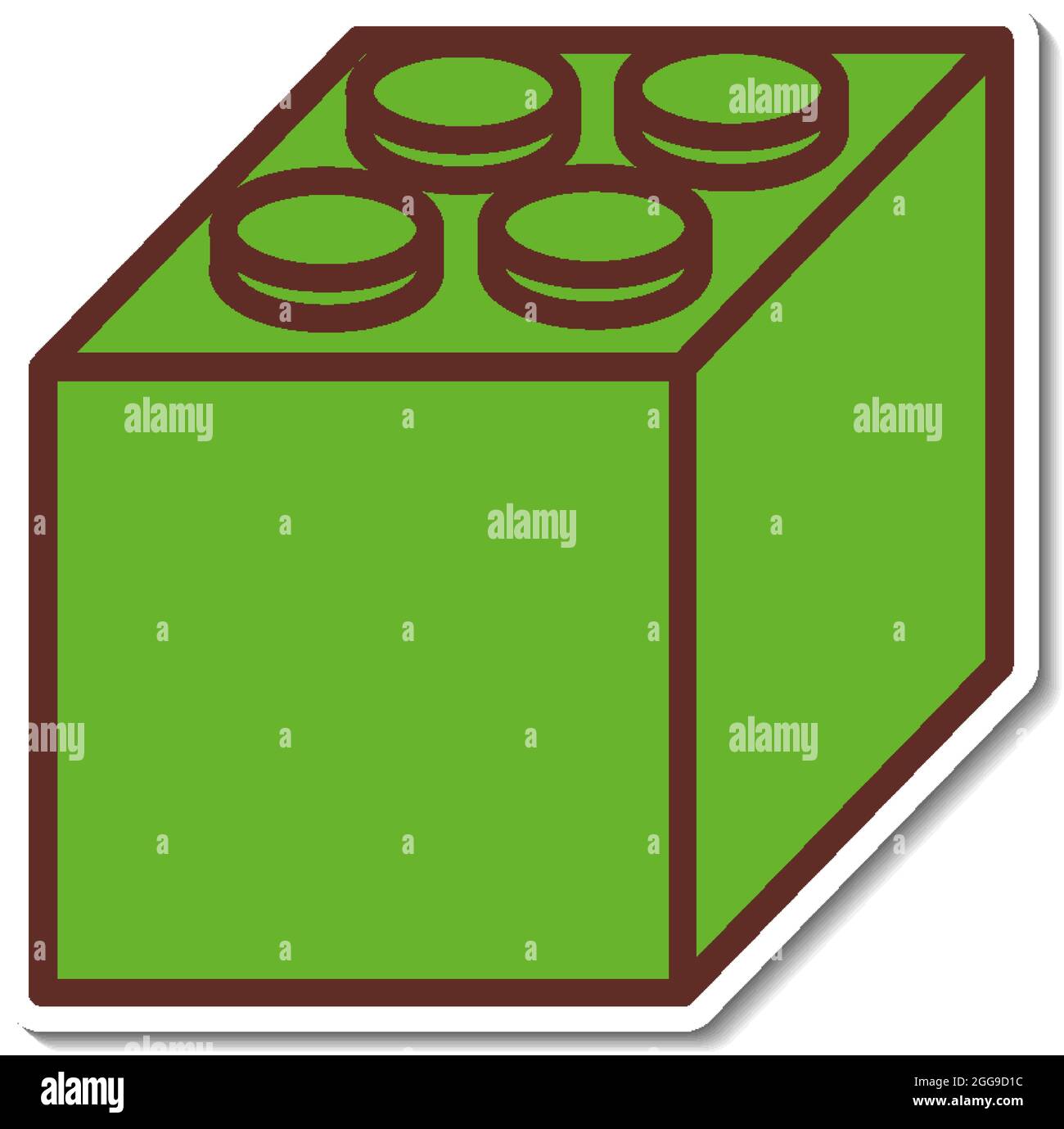 Sticker design with Green lego block isolated illustration Stock Vector ...