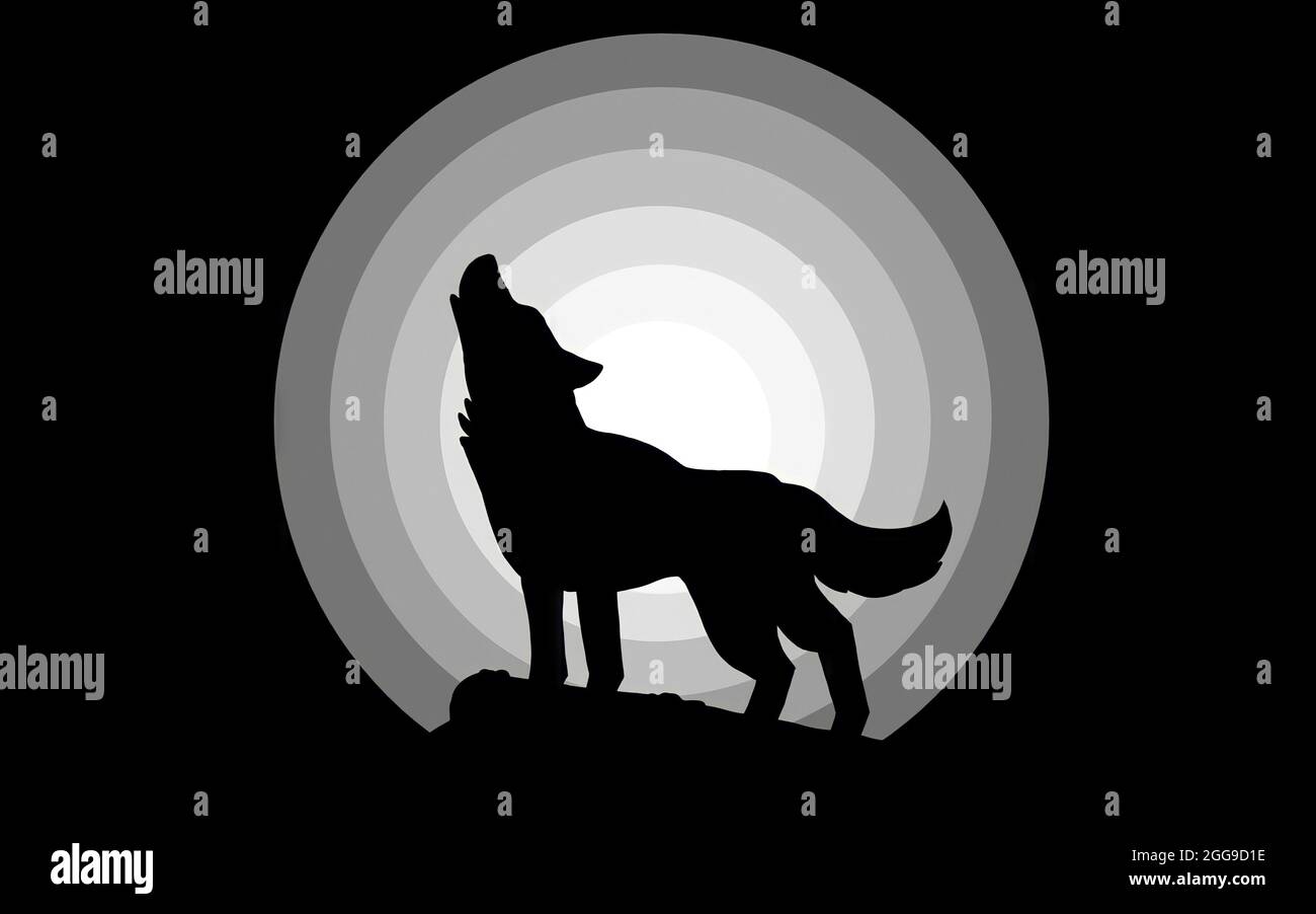 Black And White Wolf Howling At The Moon Wallpaper
