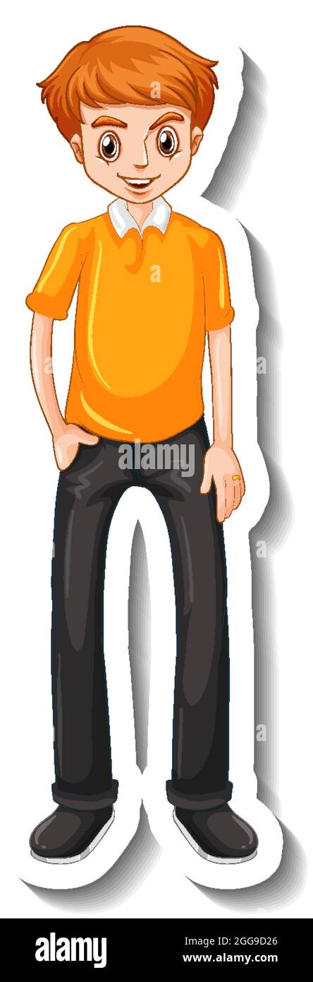 A sticker template with a man in standing pose illustration Stock ...
