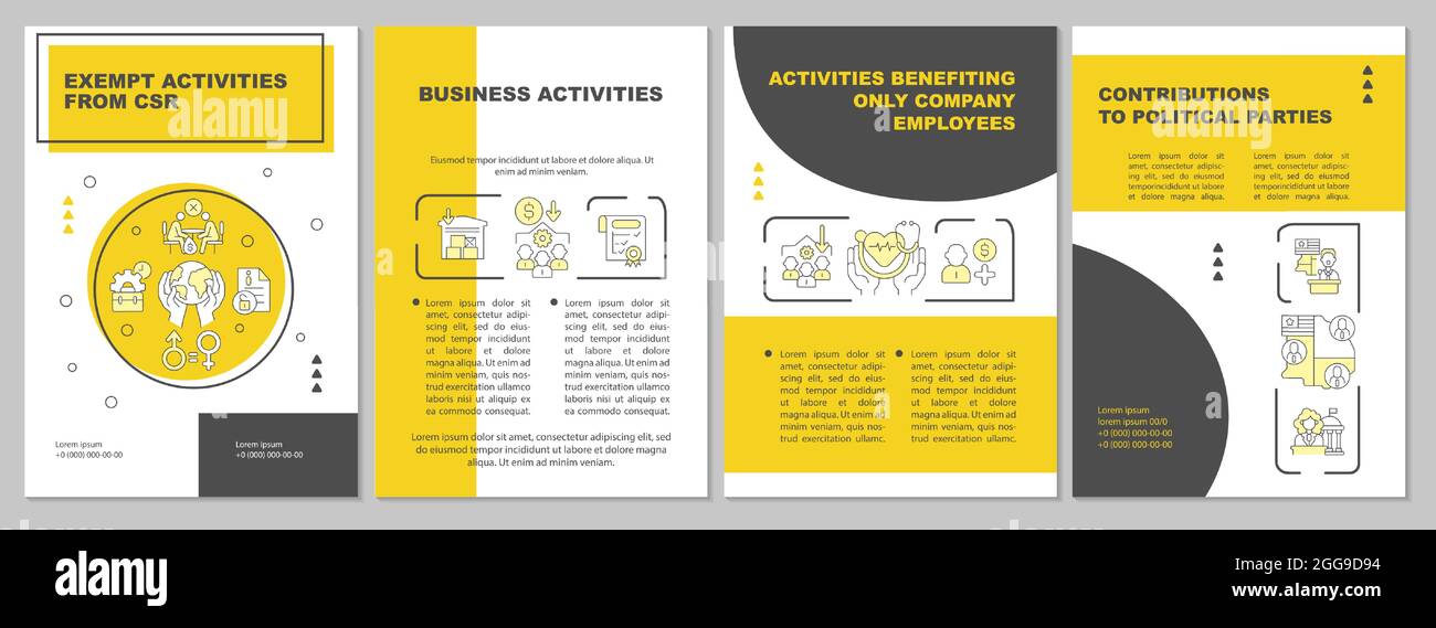Corporate social responsibility activities yellow brochure template ...