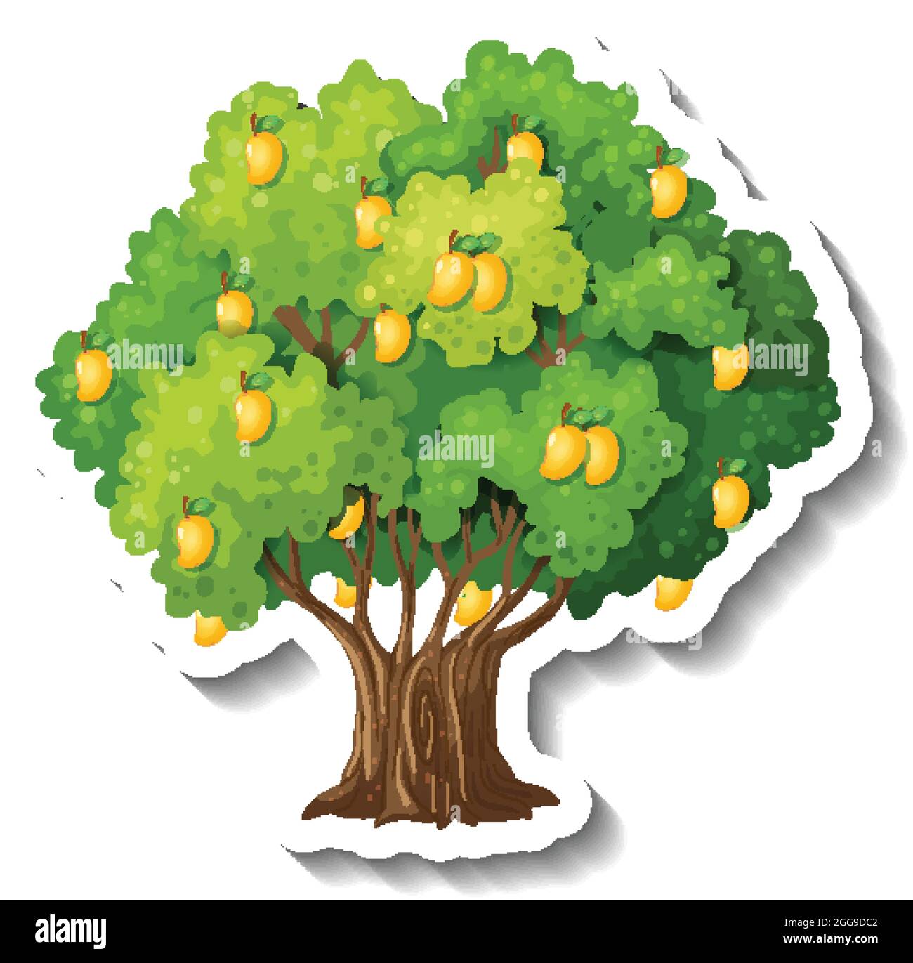 Mango tree sticker on white background illustration Stock Vector Image ...