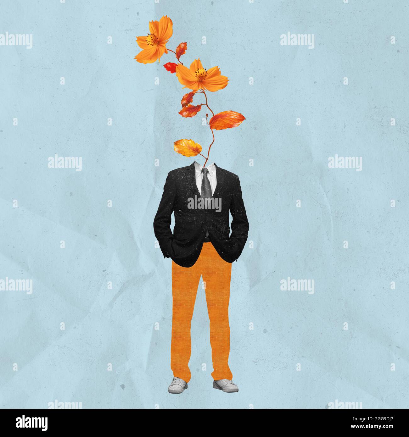 Contemporary art. Autumn flowers appearing from human body Stock Photo ...